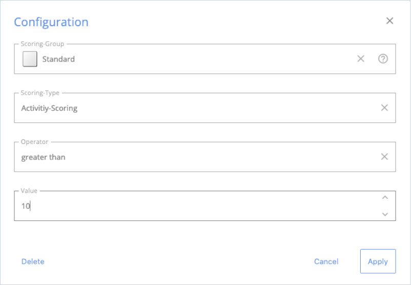 Condition: Check scoring – Evalanche Helpcenter